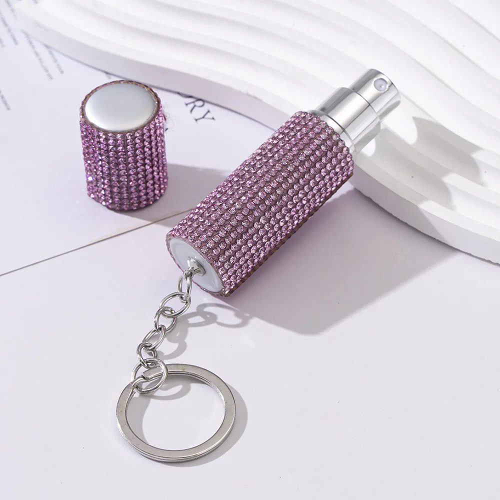Portable Rhinestone Bottle Refillable Perfume Spray Pump Case Women ...