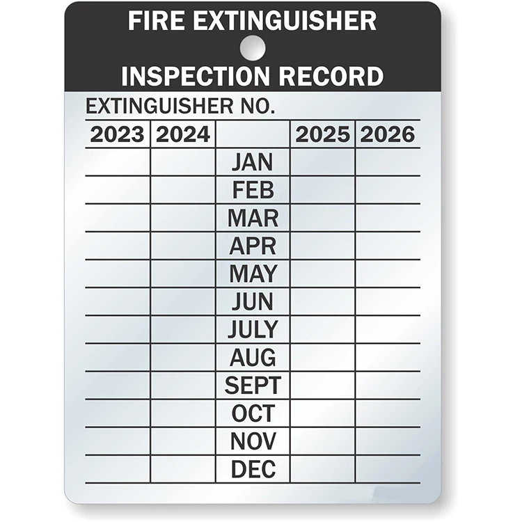 Customized Heavy Duty Aluminum Fire Extinguisher Tags