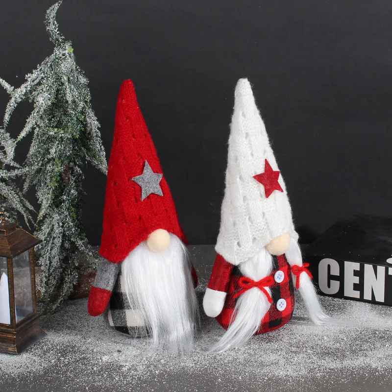 Wholesale Snowflakes Knitted Plaid Faceless Doll Xmas Decoration ...