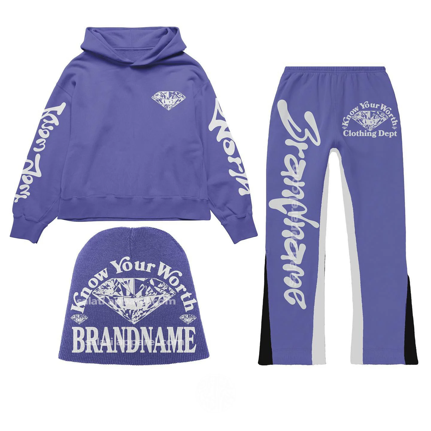 Custom Men Female Flared Sweatsuits Print Cotton Heavyweight Sweat ...