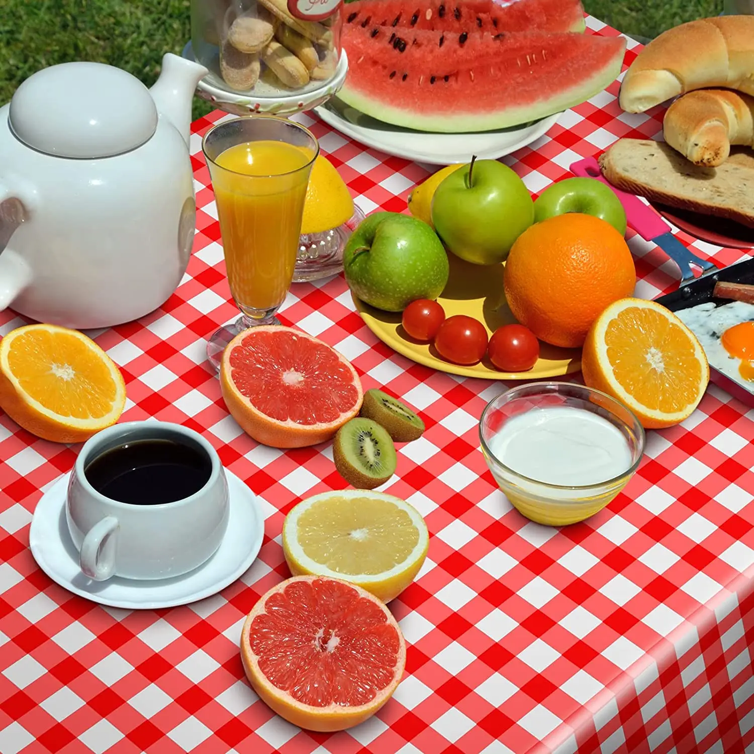 Wholesale Rectangular Plastic Checkered Tablecloth 54"x108" Red And ...