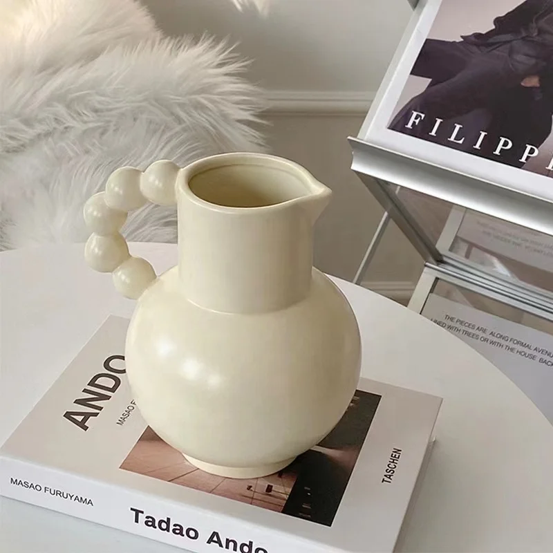 INS cream wabi sabi cream shaped ceramic vase decorative decorations ...