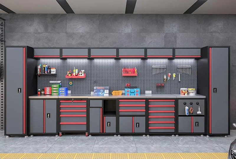 Heavy-duty Steel Modular Workshop Workbench & Tool Cabinet