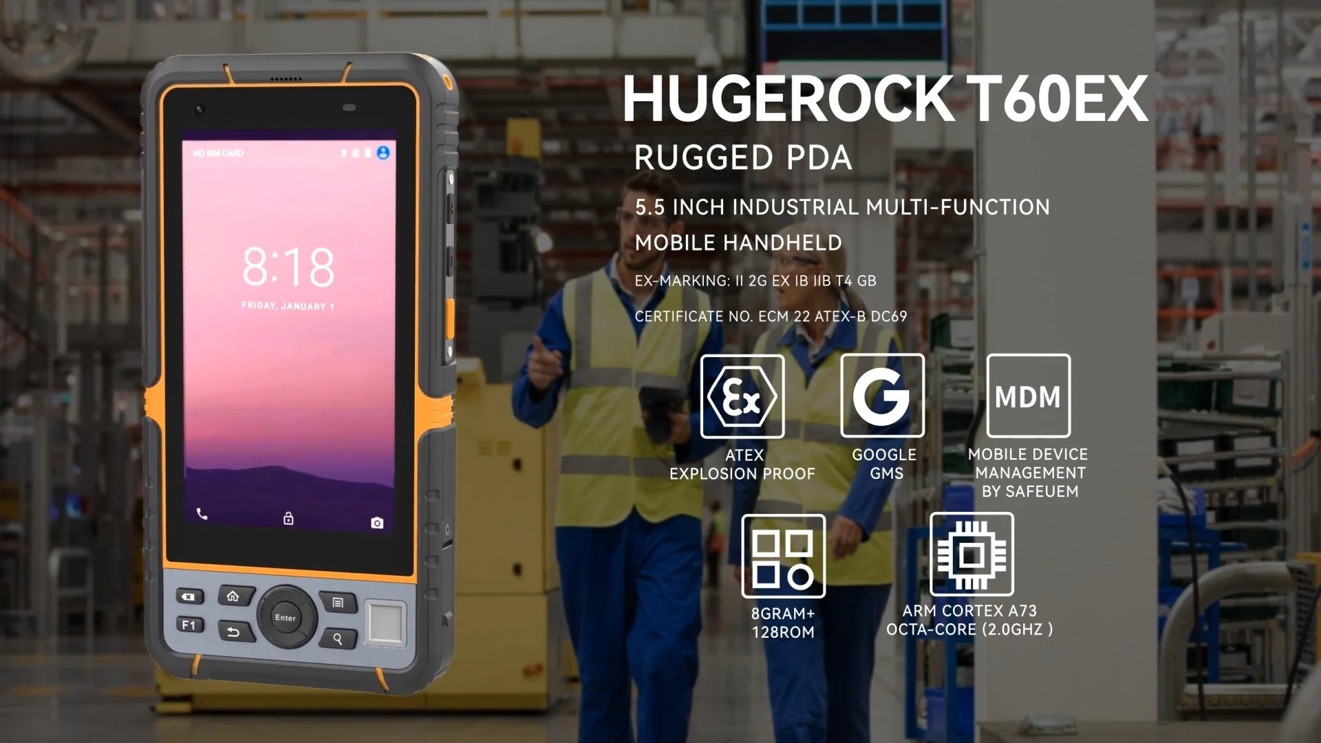 Hugerock T60ex 5.5inch 1080*1920 Ip67 Warehouse Scanning Rfid Gps 4g Rugged Industrial Handheld ...