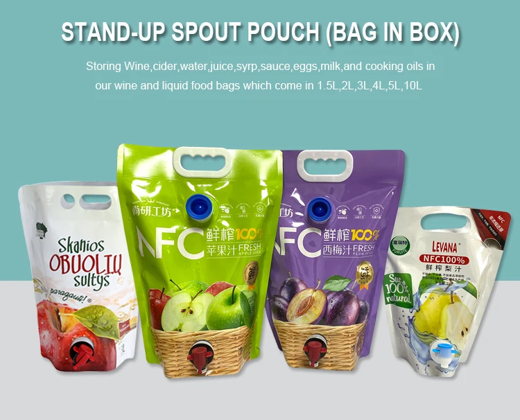 Custom 2l 3l 5l Reusable Beverages Drinks Plastic Packaging Bags Red ...