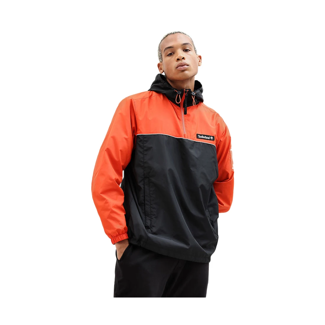 Timberland Windbreaker Half Zip Mens Jackets Color: Orange/Black | 100% ...