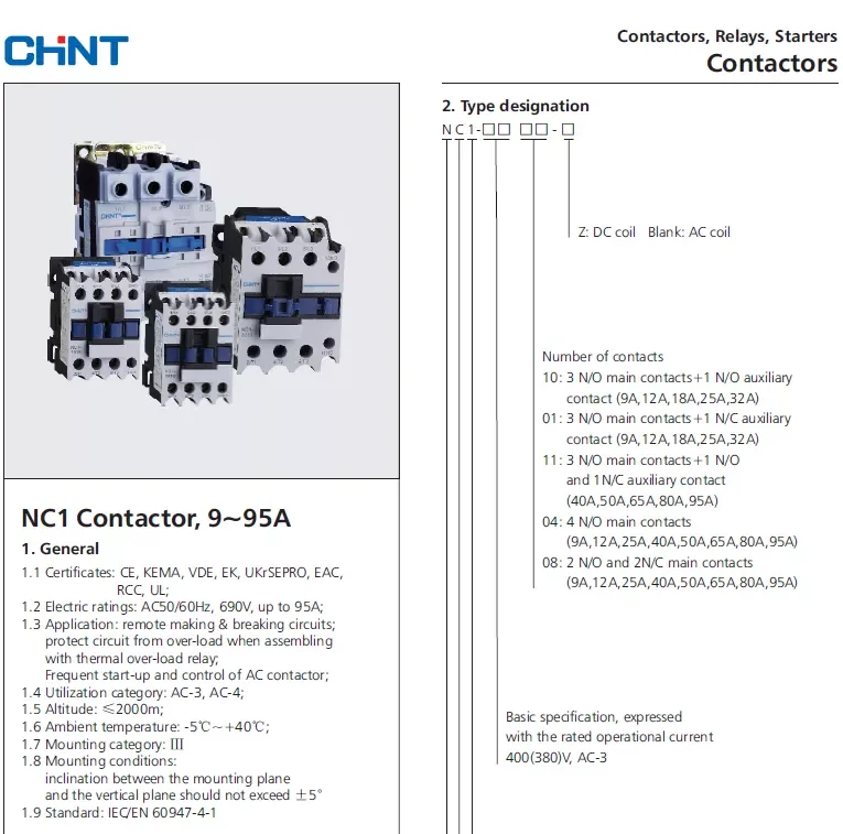 CHINT NC1 Series Contactors - Reliable AC Control Solutions