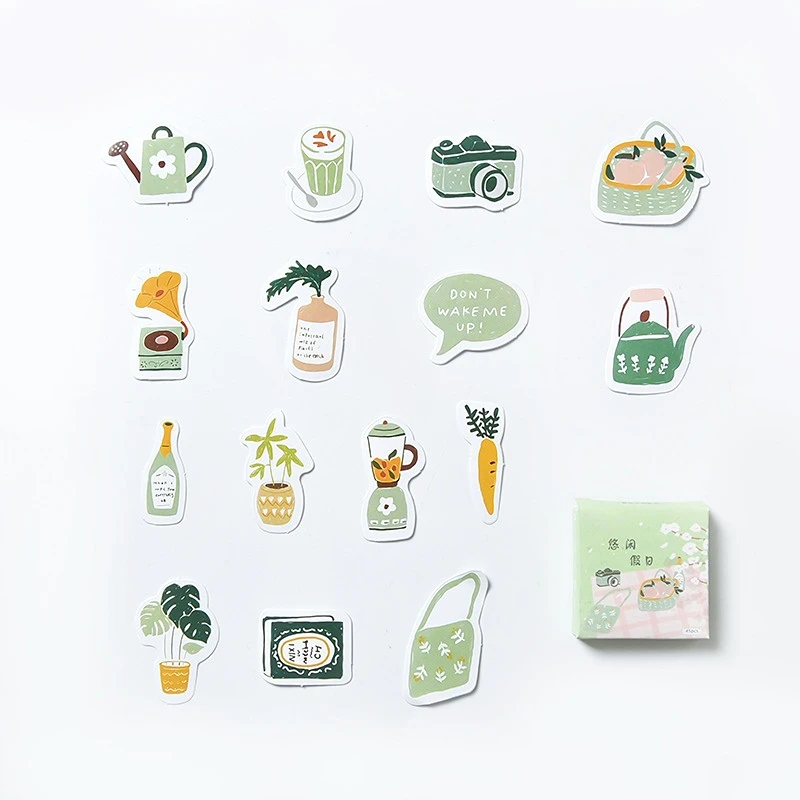Cute Cartoon Material Stickers - 45 Pieces for Album Decor