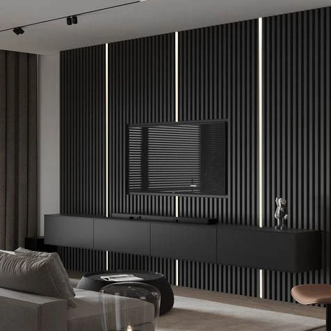 Custom Solid Wood Interior Decorative Fluted Sparkling Wpc Pvc Wall ...