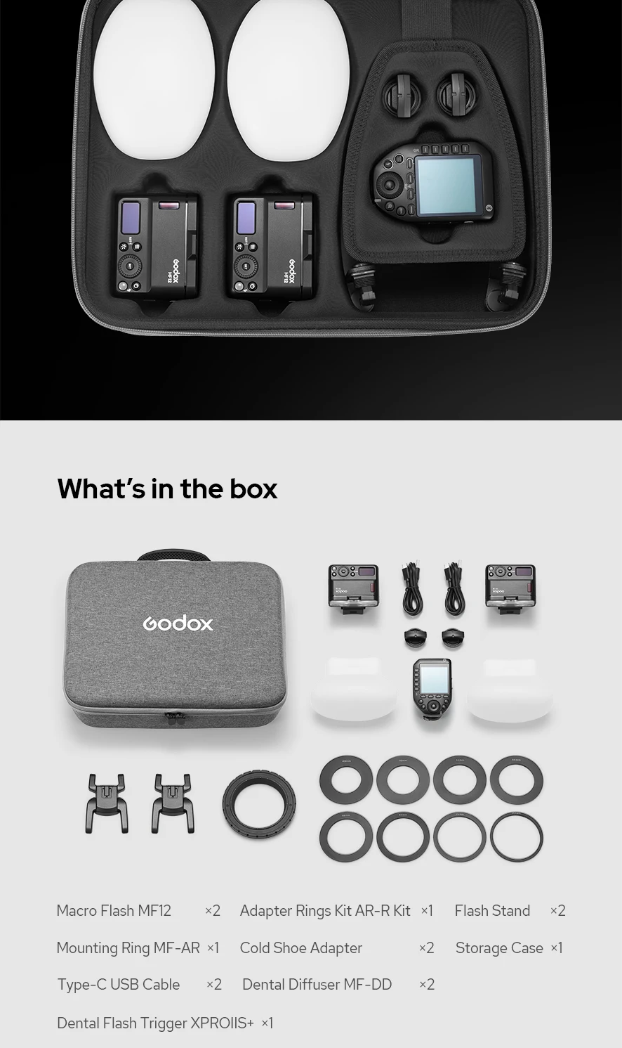 Godox Macro Flash Support MF-DB - Built-in X System TTL