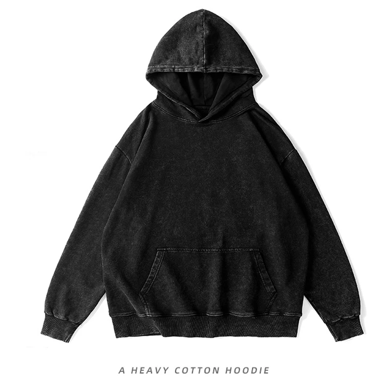 Vintage Do Old Hoodie Print Off Shoulder Loose Men's And Women's Washed ...