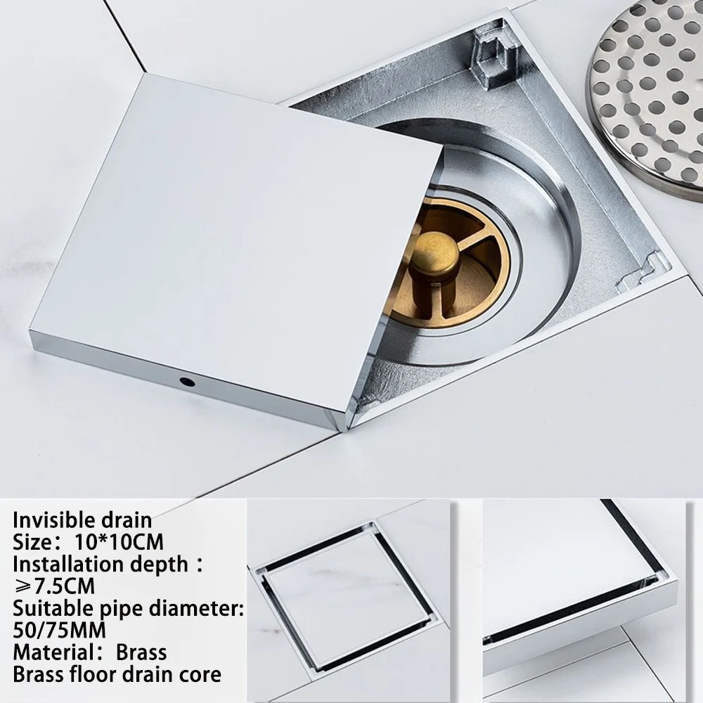Brass Floor Drain Waste Grates Tile Insert for Bathroom