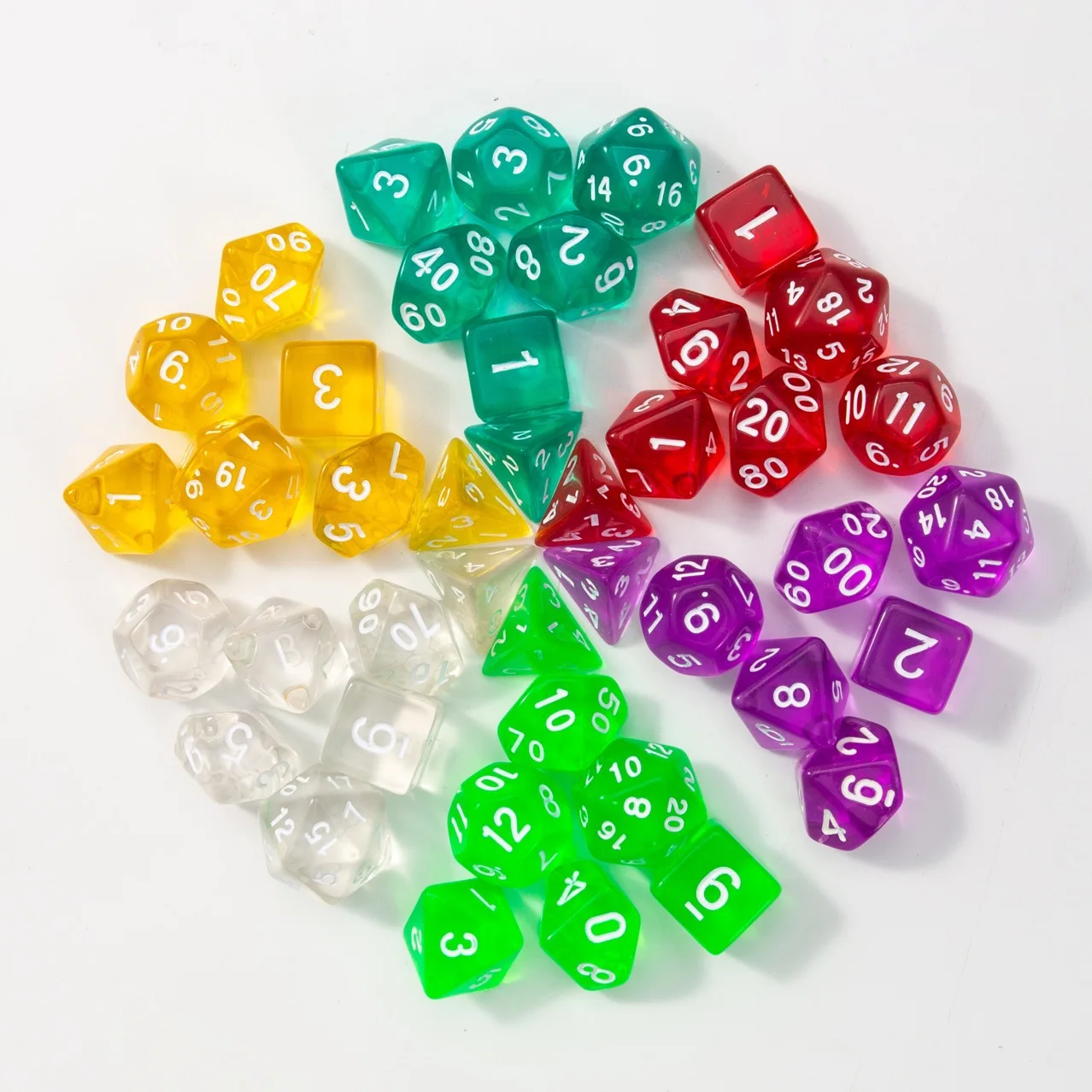 Multi Sided Dice DND Dice Custom 7 Piece Dice Set Pearl Glitter ...