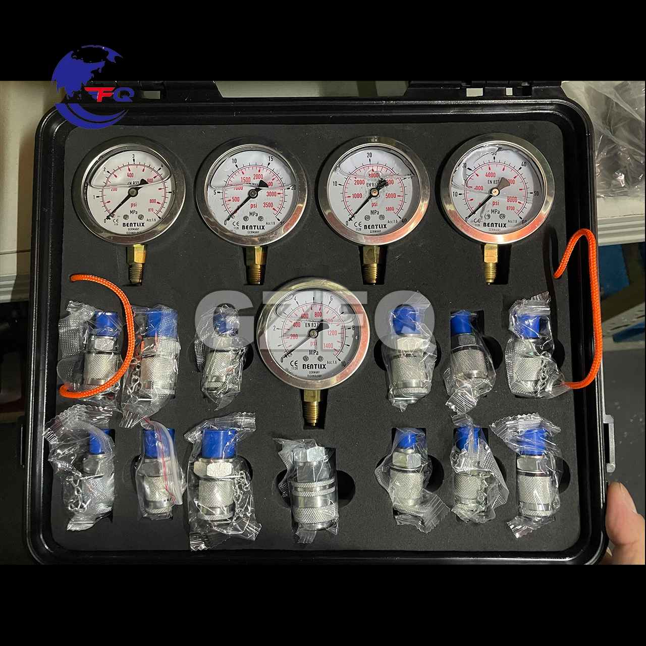 Generic Excavator Hydraulic Pressure Test Kit - 5 Gauges