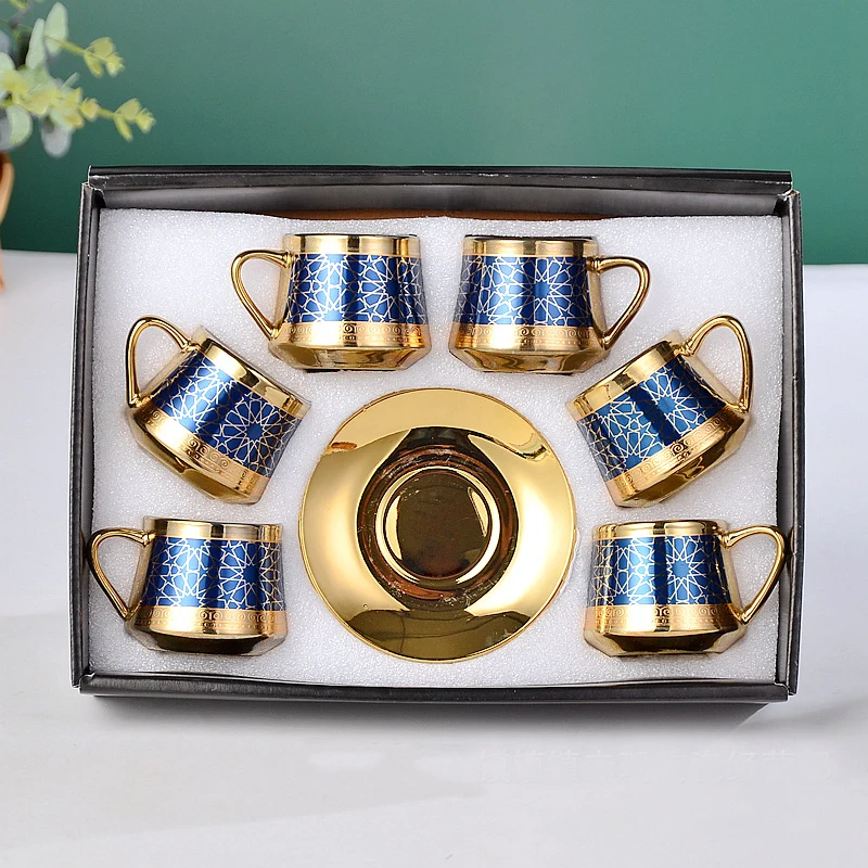 Arabic Golden Expresso Coffee Cups And Dish Set Porcelain Tea Cup ...