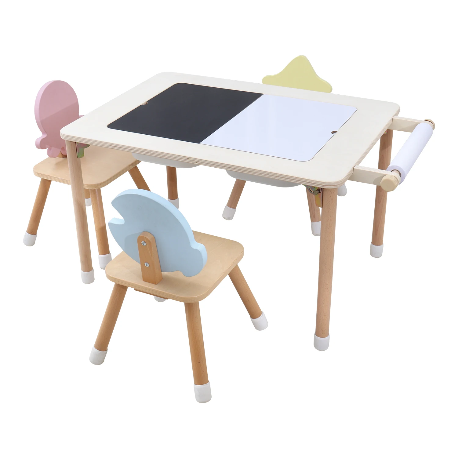 Kids Activity Table Wooden Kids' Drawing Tables with Scroll Play Sand ...