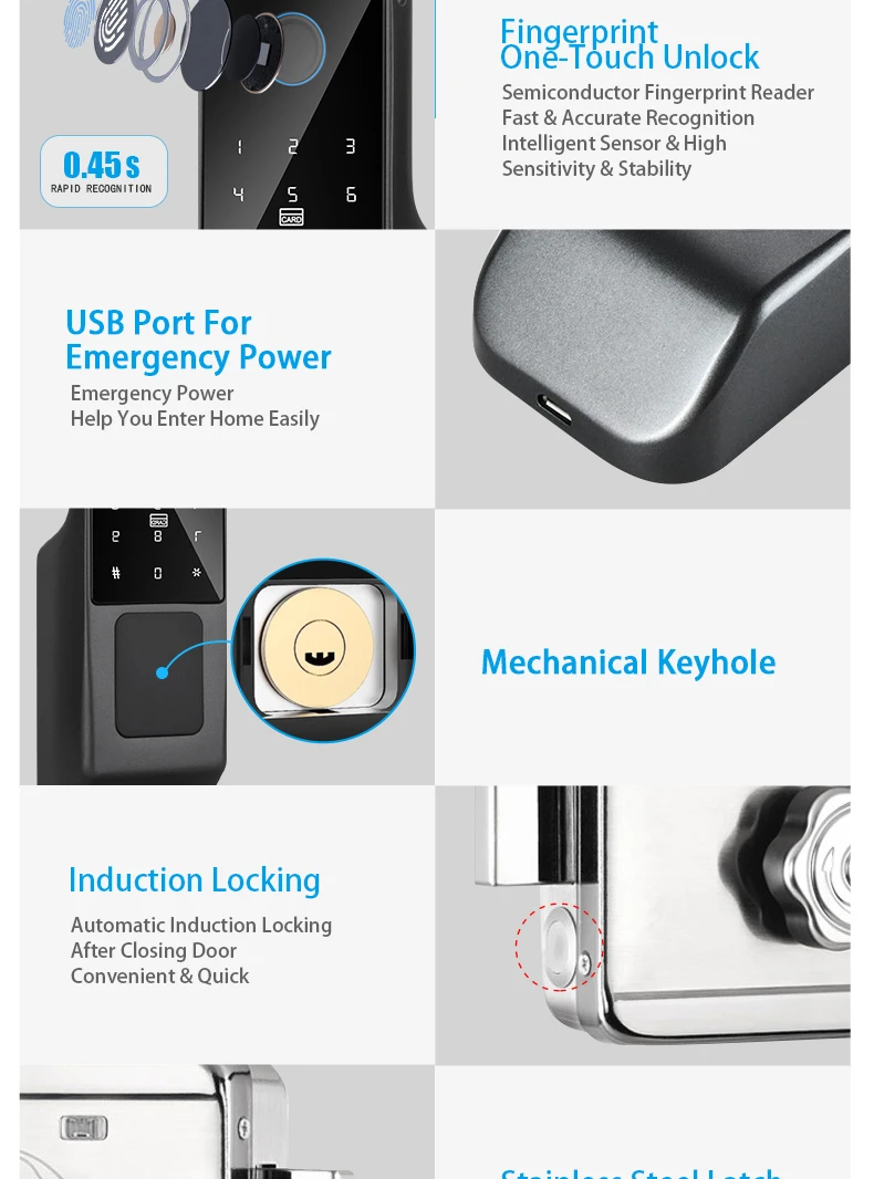 Front Door Ip65 Electric Lock App Control Remote Keyless Tuya Ttlock ...