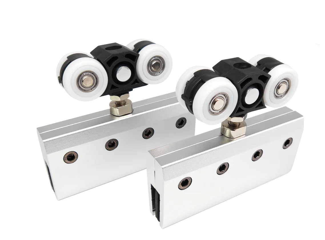 Square 4 Wheels Frameless Hang Sliding Glass Door Roller Hardware ...