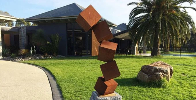 Large Rusty Metal Garden Cube Statue Corten Steel Outdoor Sculpture For ...