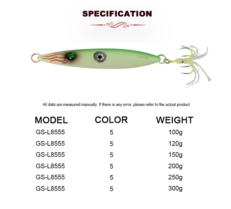 200g 155mm Design Diamond Eye Led Light Keel Shape Luminous Metal Jig ...