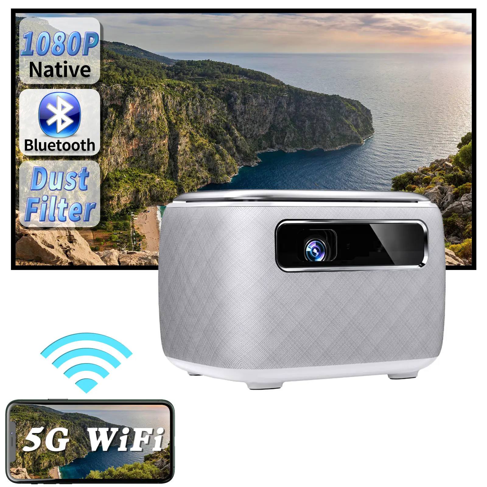 YUNDOO New V8 3D Smart Android Portable Hologram Mobile Projector DLP ...