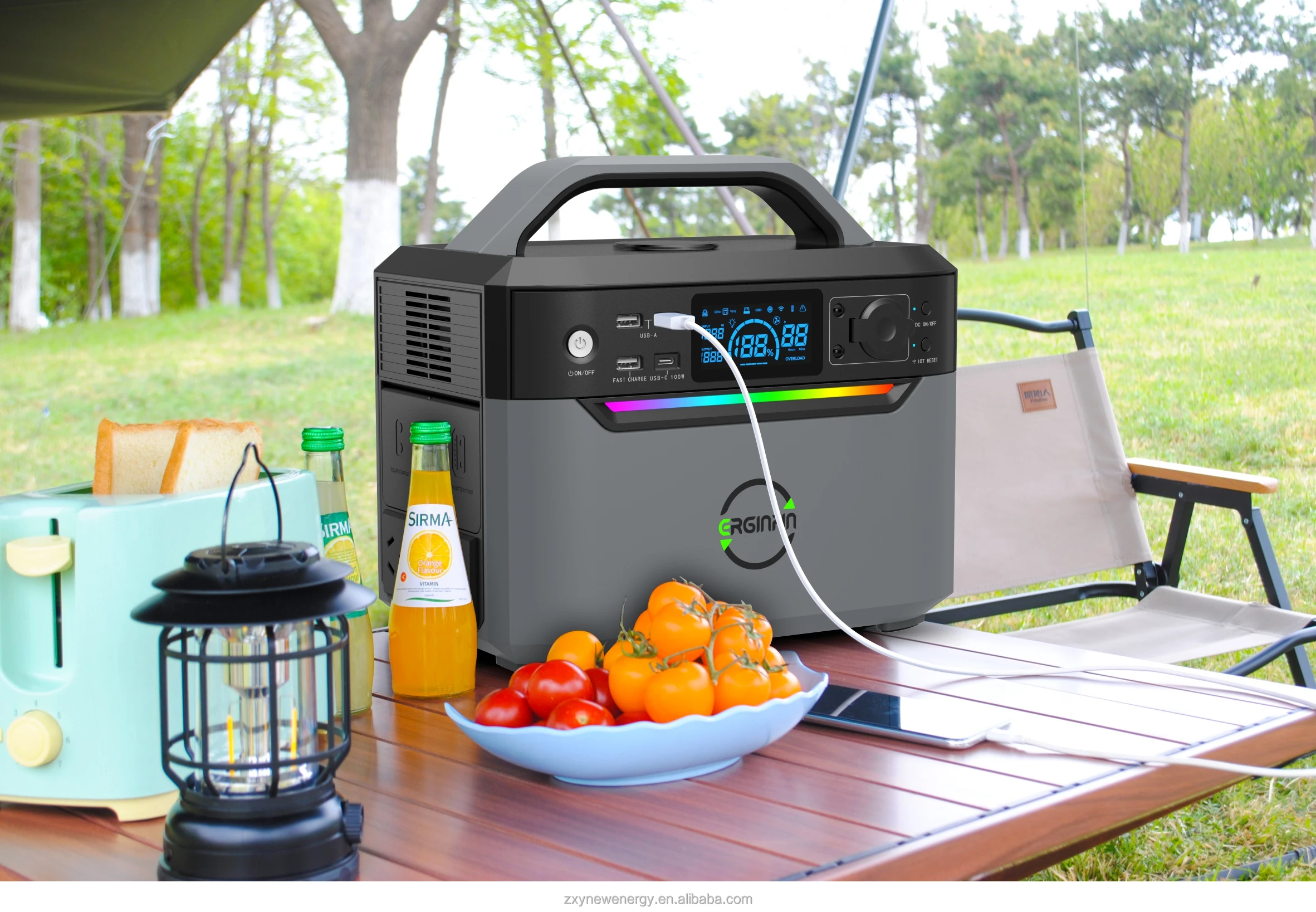 Outdoor Camping Portable Power Station With Solar Lifepo4 Cylindrical ...