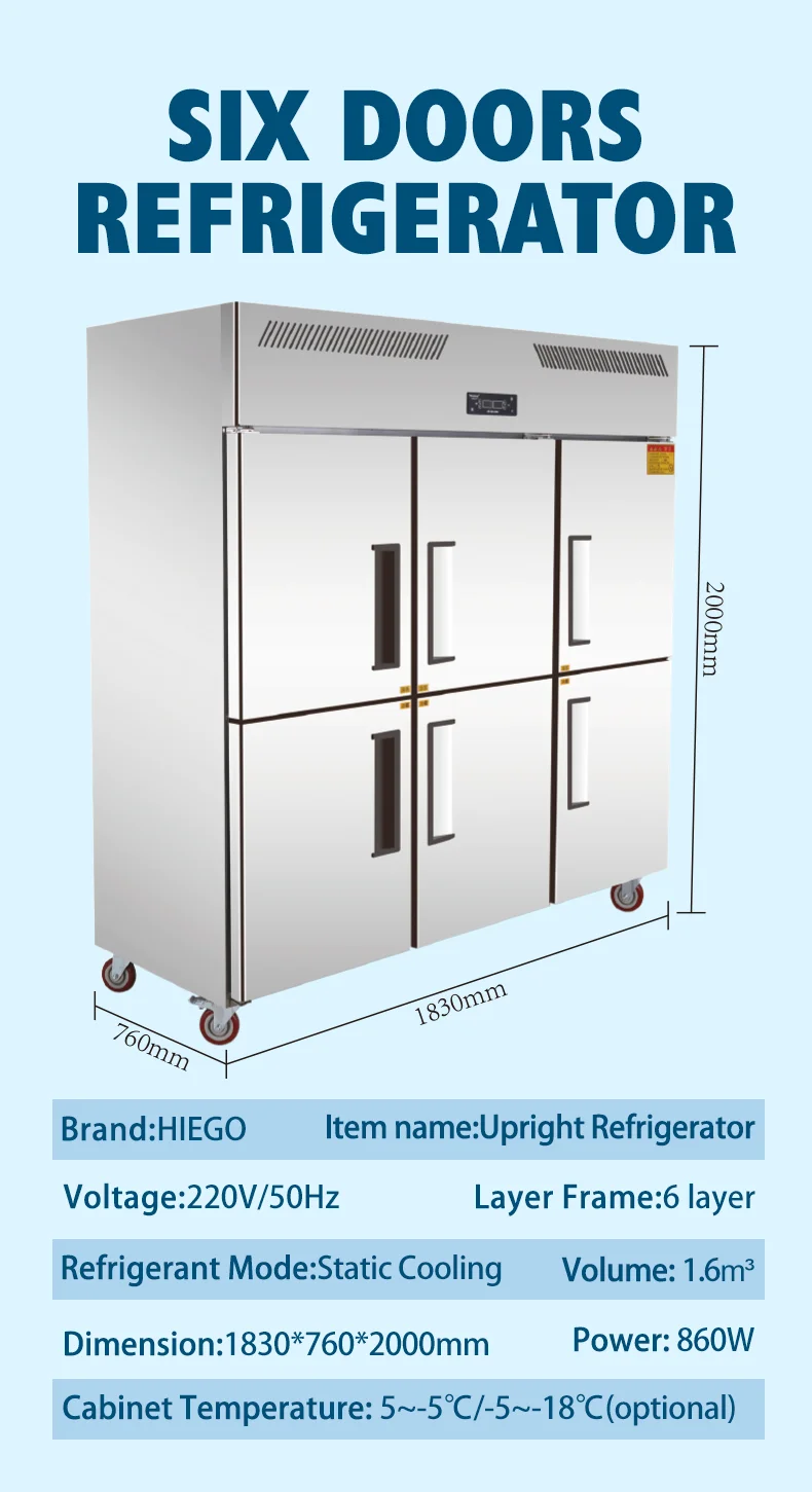 4 Doors Commercial Kitchen Upright Freezers - 1000L Capacity