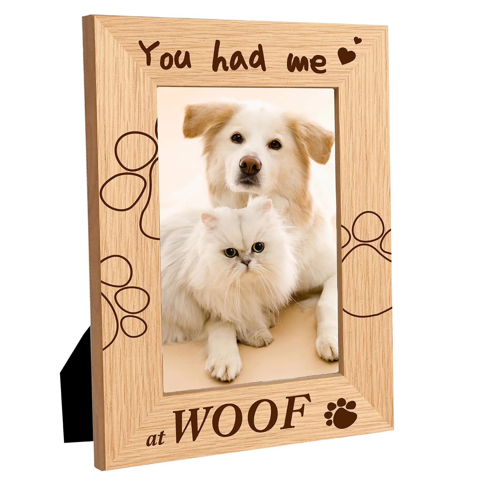 4x6 Inch Wooden Pet Memorial Frame Keepsake Paw Print Dog Wooden Photo ...