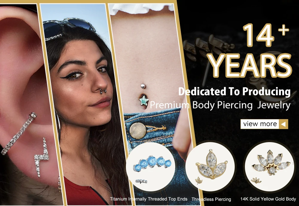 Customization 14k Solid Gold Body Jewelry Snake Threadless Ends ...