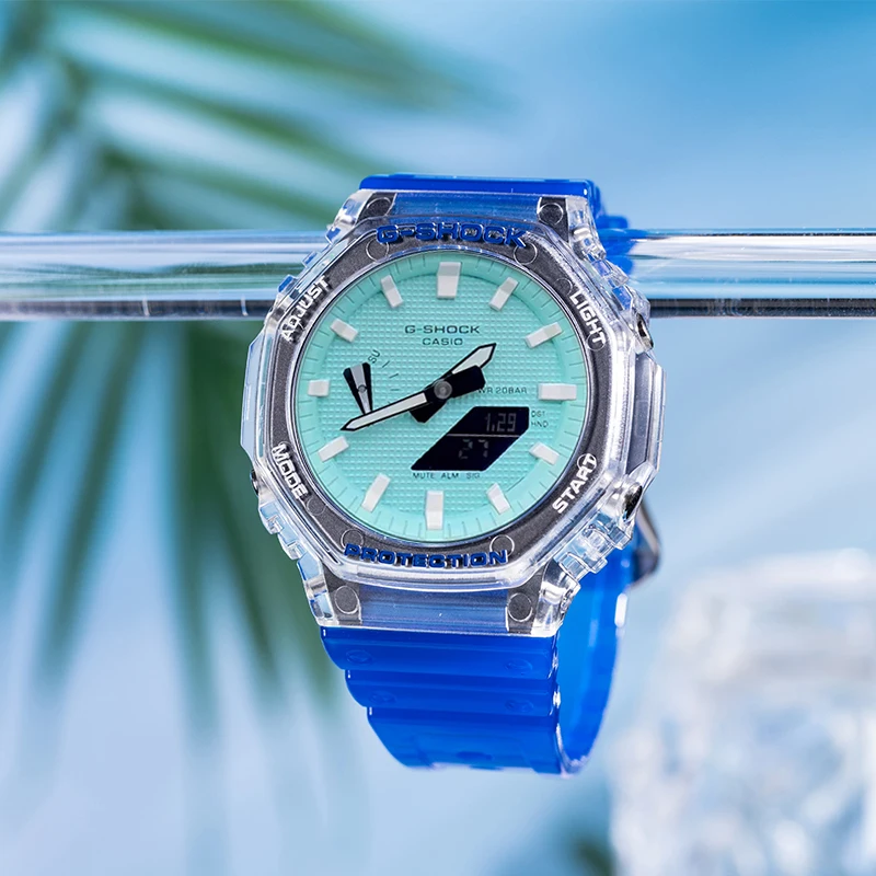 Ga-2100/2110 Accessories Light Blue Watch Dial Mod Kit Watch Bezel Scale Ring For G Shock Ga2100 ...