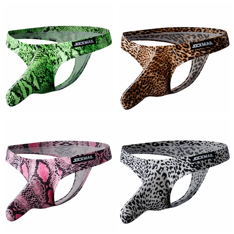 Jockmail Elephant Nose Sexy Men's Briefs Shorts Leopard Print Low Waist ...