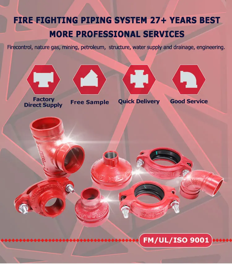 Ductile Iron Pipe Spray Paint Threaded Outlet Grooved Fittings Tee Fire ...