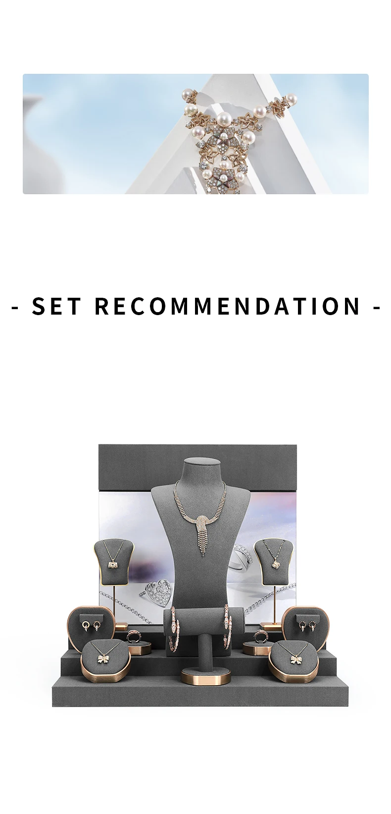 Luxury Metal Grey Microfiber Ring Necklace Earring Pendant Bracelet ...