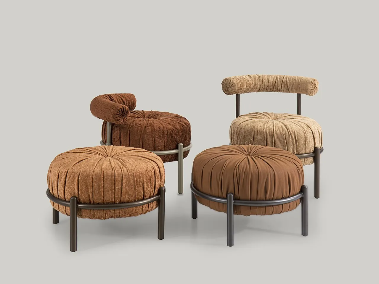 Custom Made Velvet Pouf Stool Round Leather Ottoman Bonbon Ottoman ...