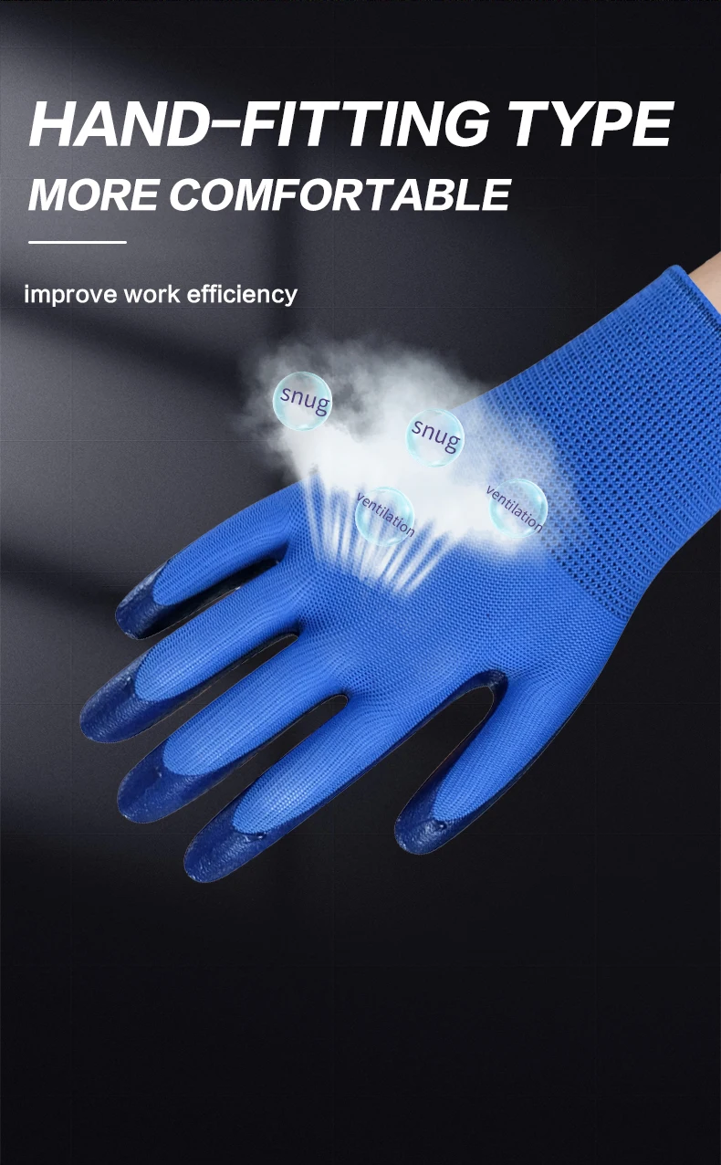 Blue Cut Resistant Pvc Dotted Latex Coated Polyester Working Gloves For ...