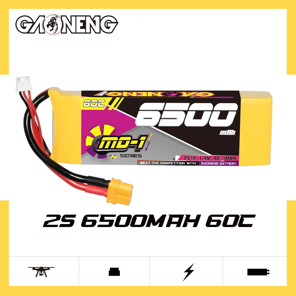 Gaoneng Gnb Md-1 Series 6500mah 2s 7.4v 60c 120c Xt60 Rc Lipo Battery Rc Car Boat Electric Rc ...