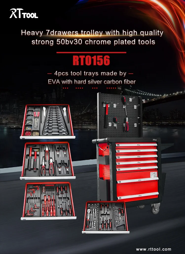 7-drawer Rolling Tool Box Cabinet Chest 156-pcs Plastic And Iron ...