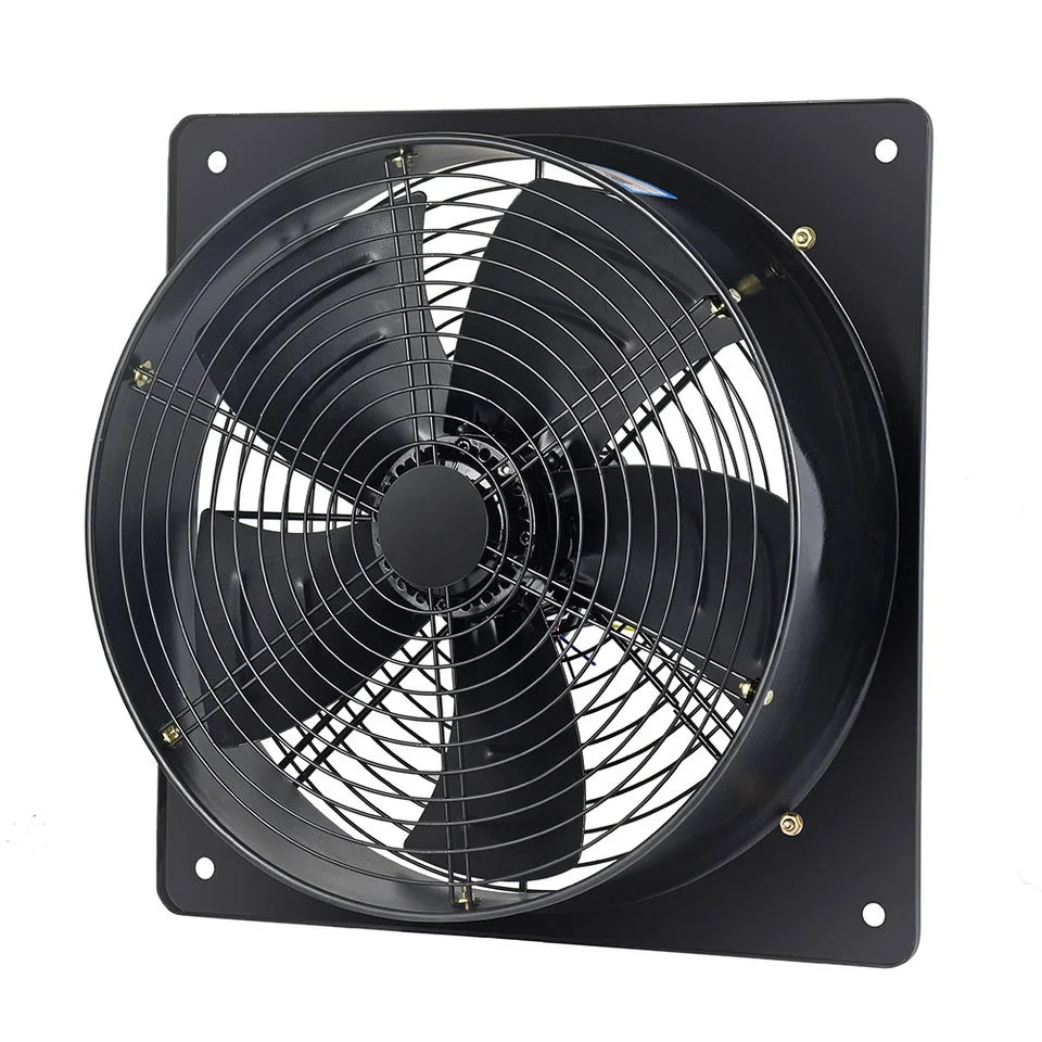 High Speed Square Axial Flow Exhaust Fan Black 12 In 2800rpm With Double Mesh Cover For Hvac ...