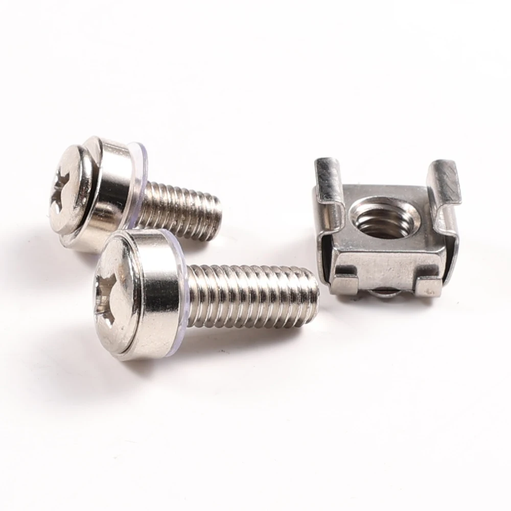 Rack Mount Screw Nut Washer M6 Threaded Insert Captive Clip Square Lock ...