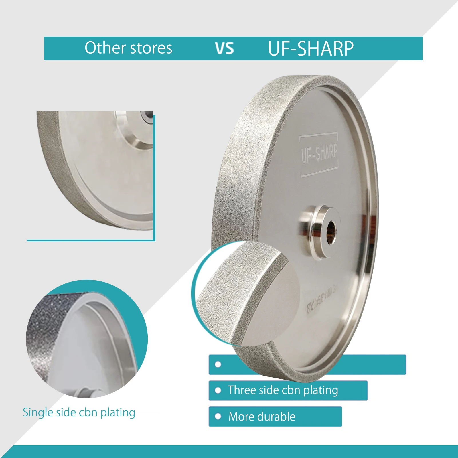 6 Inch 8in CBN Grinding Wheel 180 Grit for Sharpening Tools