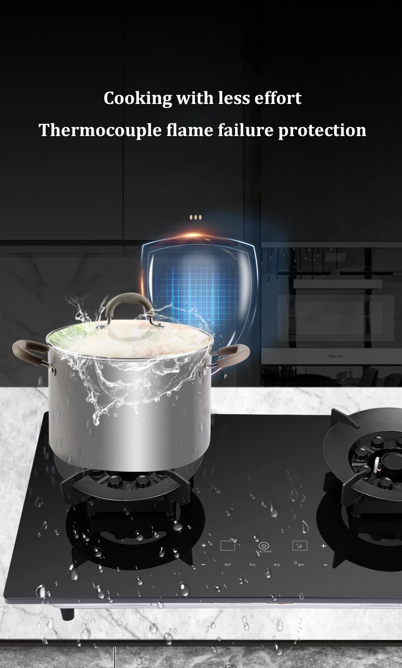 Flip Top Gas Cooker Touch Screen Electric Smart Timer Gas Cooktops ...