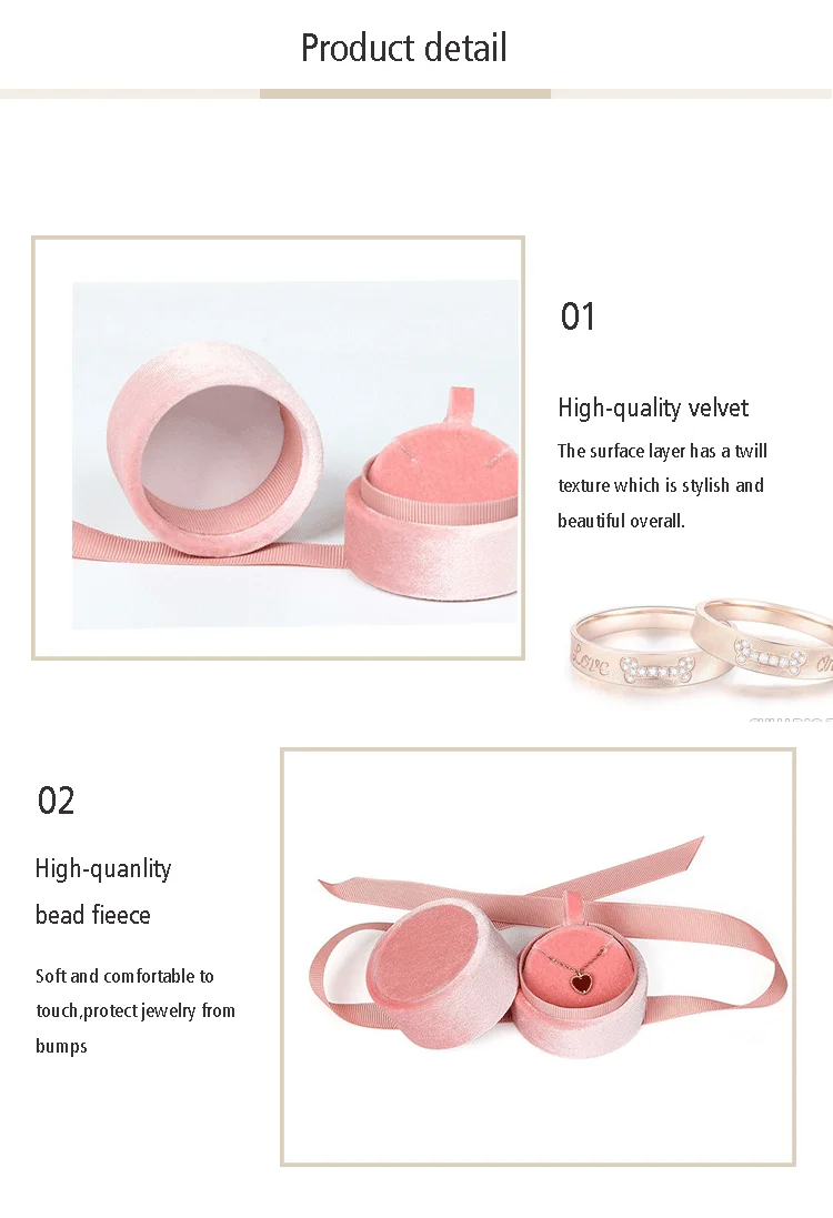 High End Velvet Jewelry Packaging Boxes Round Shape Customized Ring ...