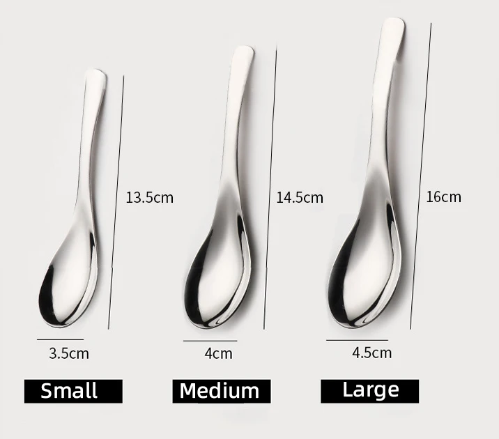 Small Middle Large 3 Size Stainless Steel 304 Cutlery Spoon Chinese ...