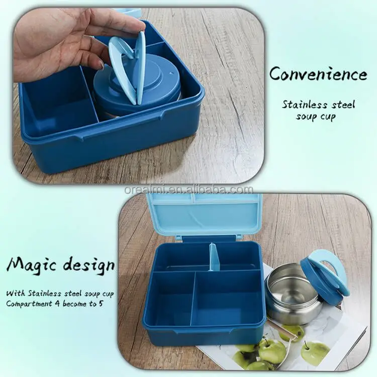 Leak-Proof Insulated Kids Bento Lunch Box with Insulated Thermos Food ...