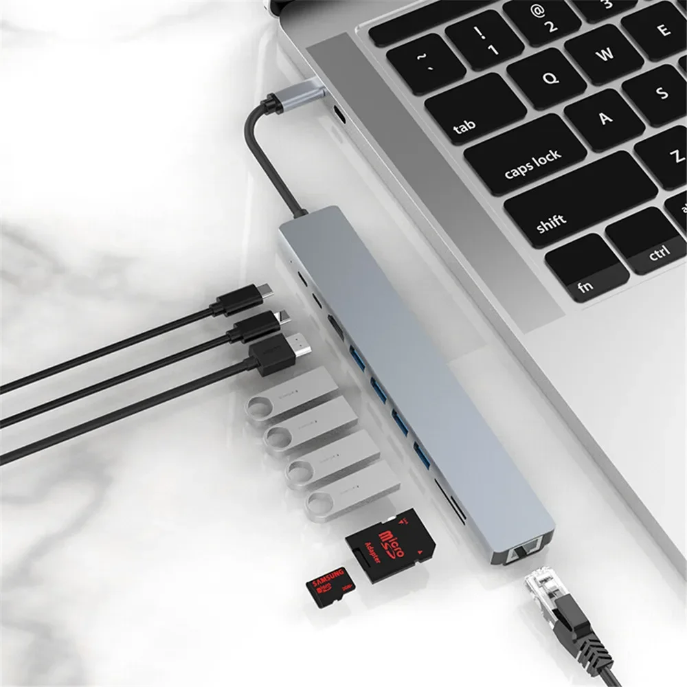 10 In 1 Docking Station Concentrator Usb Hub 2.0 3.0 Adapter Dock Multi ...