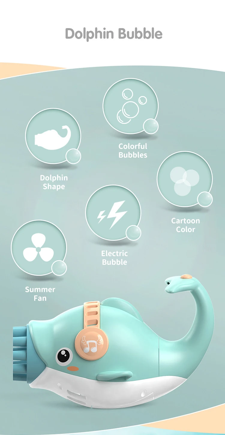 Allogogo Cartoon Dolphin Bubble Gun 10 Holes Bubble Machine Summer ...