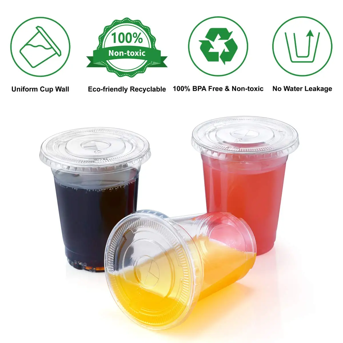 Disposable Plastic Cups with Lid - Perfect for Drinks