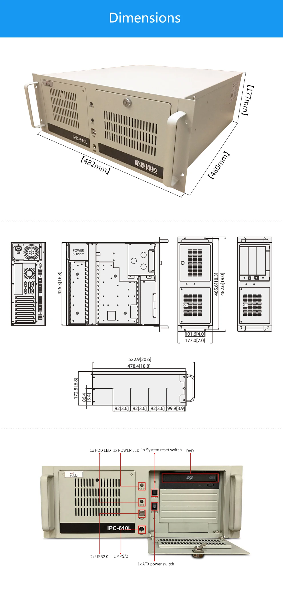 4u Rack Mount Industrial Computer Ipc-610l Industrial Chassis I3 I5 I7 Processor Desktop Pc Host ...