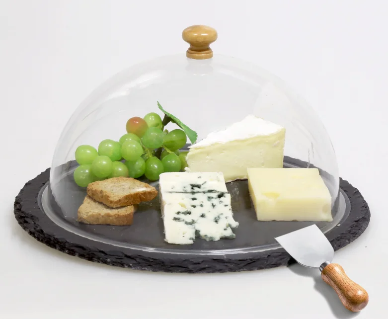 Factory Direct Dia25*12cm Natural Black Slate Cheese Board With Acrylic Dome - Buy Acrylic ...