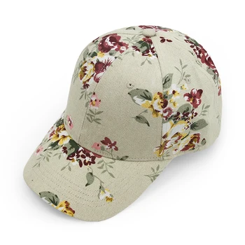 Spring Autumn 100% Cotton Women Beautiful Flower Print 6 Panel Baseball ...
